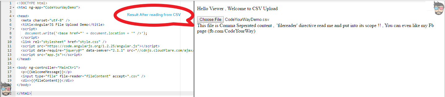 Read CSV file content using Angular Directive.