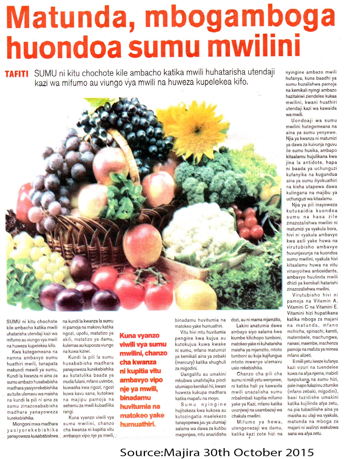 Vijanatz TV: Matunda, mbogamboga huondoa sumu mwilini