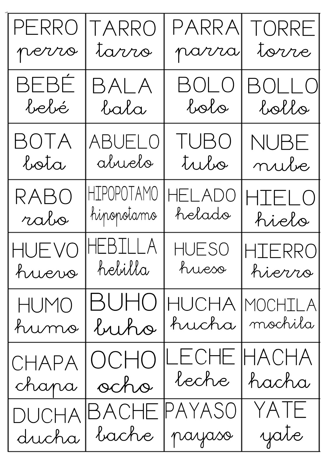 Trabajando palabras mayúscula-minúscula