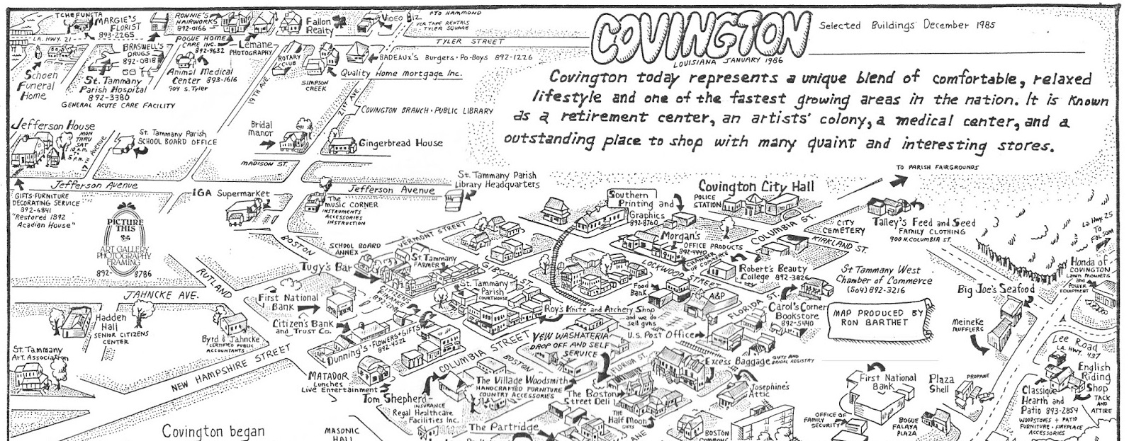 Tammany Family: Pictorial Map of Covington - 1986