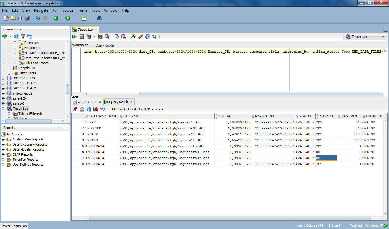 Teguh Triharto Learning Center How To Create Tablespace And Check Capacity Add Datafile On