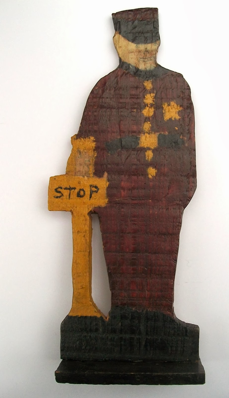 Dull Tool Dim Bulb: Folk Art Wood Cop Stop Sign