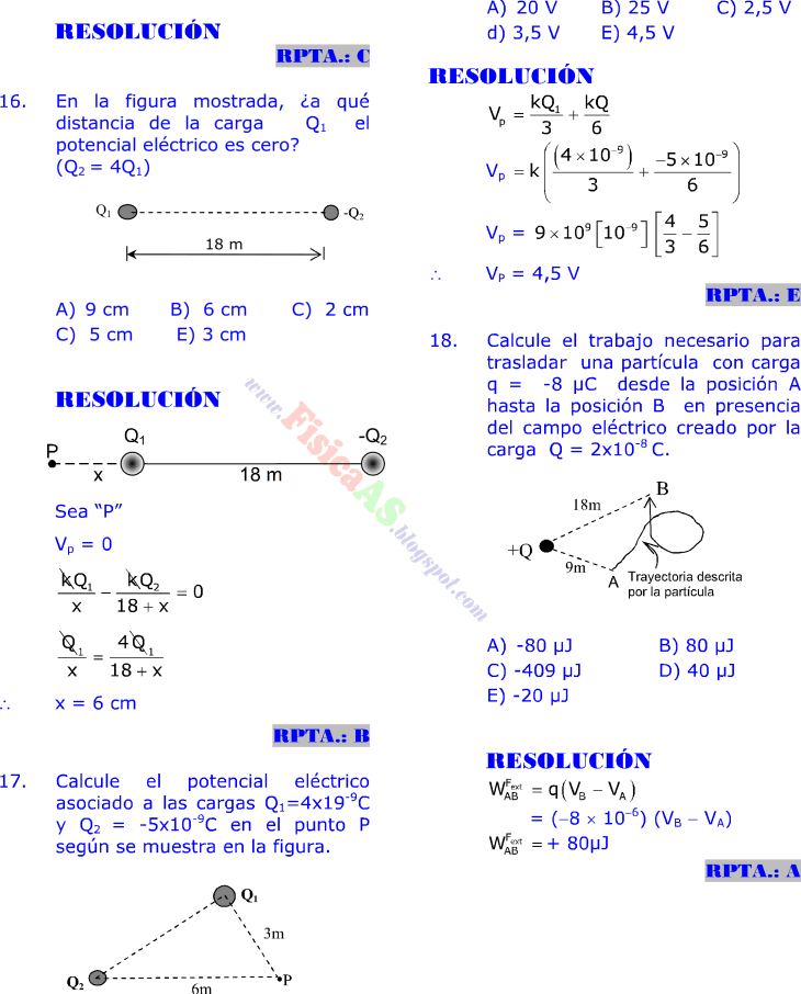 ELECTROSTÁTICA PROBLEMAS RESUELTOS TIPO EXAMEN DE INGRESO A LA ...