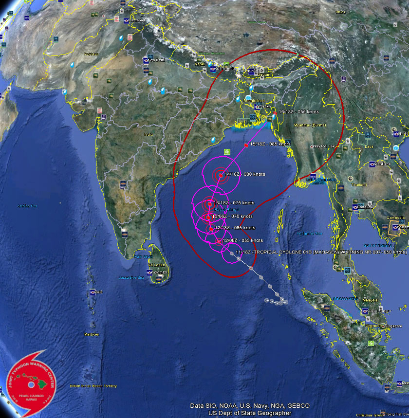 Visions of Hell: Update on Cyclone Mahasen from Google Earth and JTWC ...