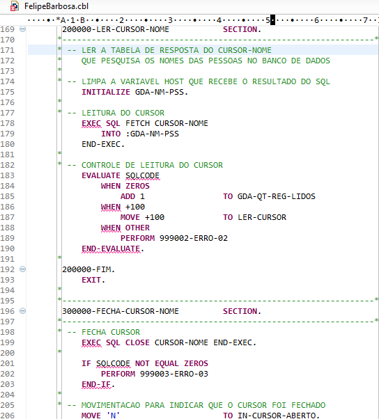 Experiência COBOL: Select de dois ou mais registros do DB - Cursor