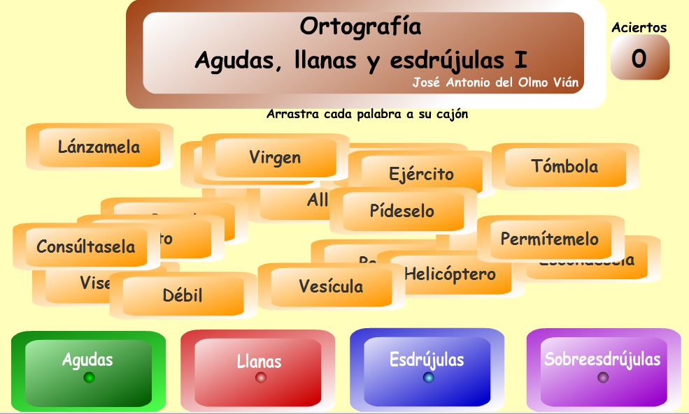 Lengua para todos: Palabras agudas, llanas y esdrújulas. 5º de Primaria.