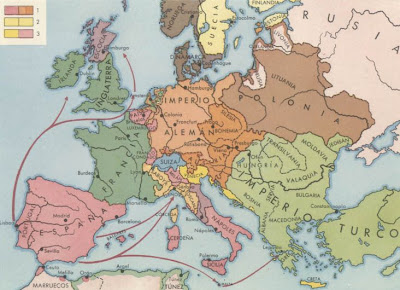Historia de España: Mapa del Imperio Español en época de Felipe II.