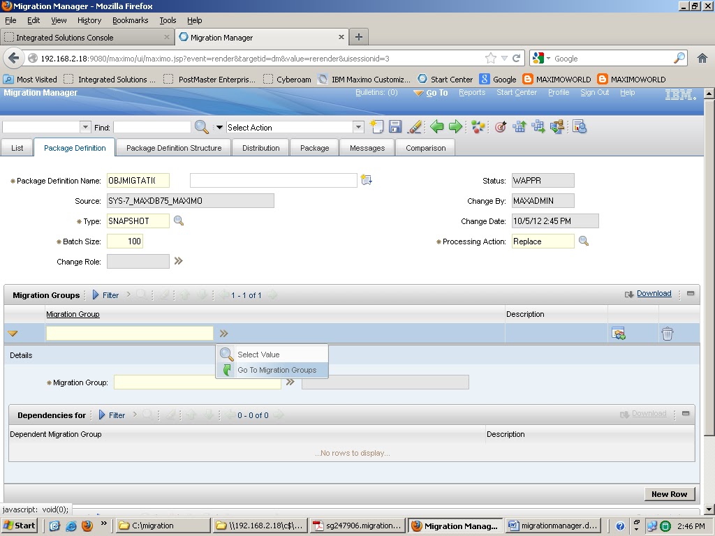 Maximo Functional And Configurations Migration Of An Object As A Database Type