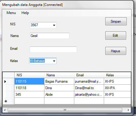 Aplikasi sederhana menampilkan (Simpan,Edit dan Hapus) database di VB.NET menggunakan Office ...