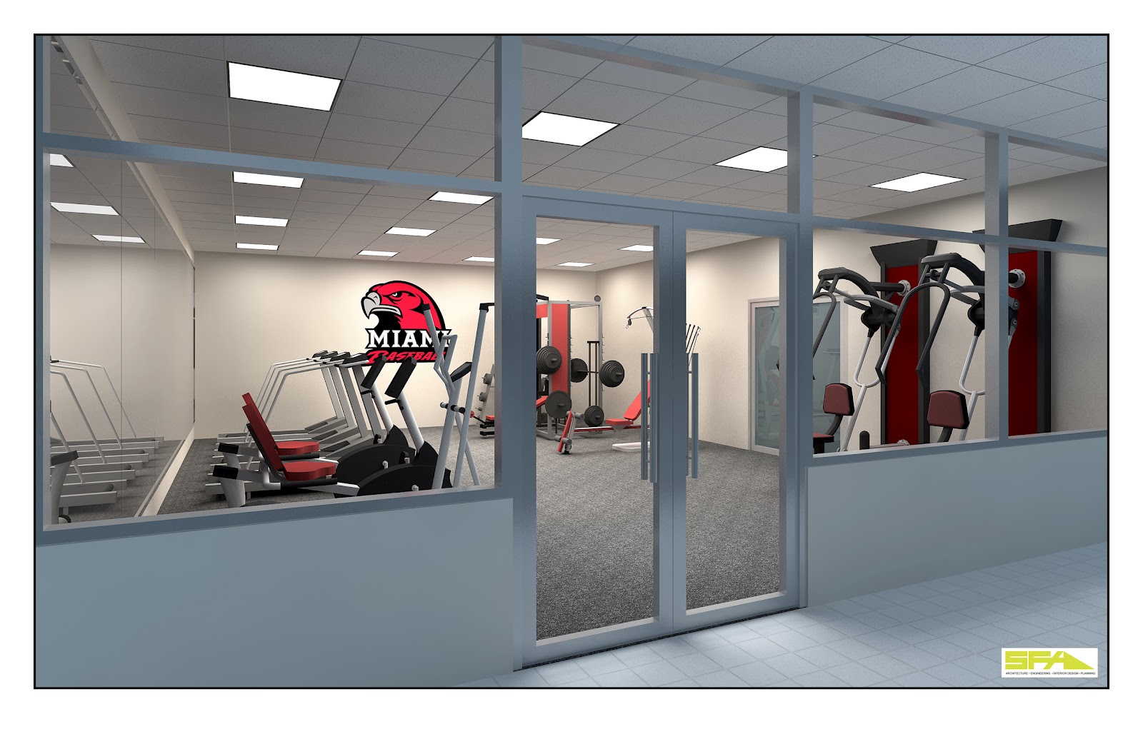 Nate England Art: Miami University Baseball Building Interior