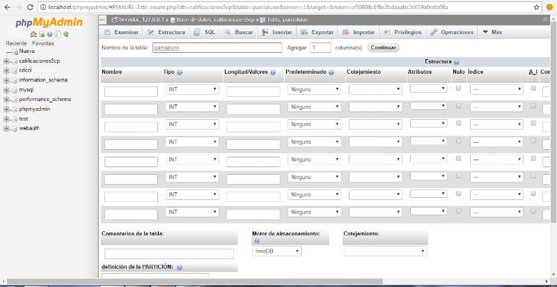 Php MyAdmin- Base de Datos