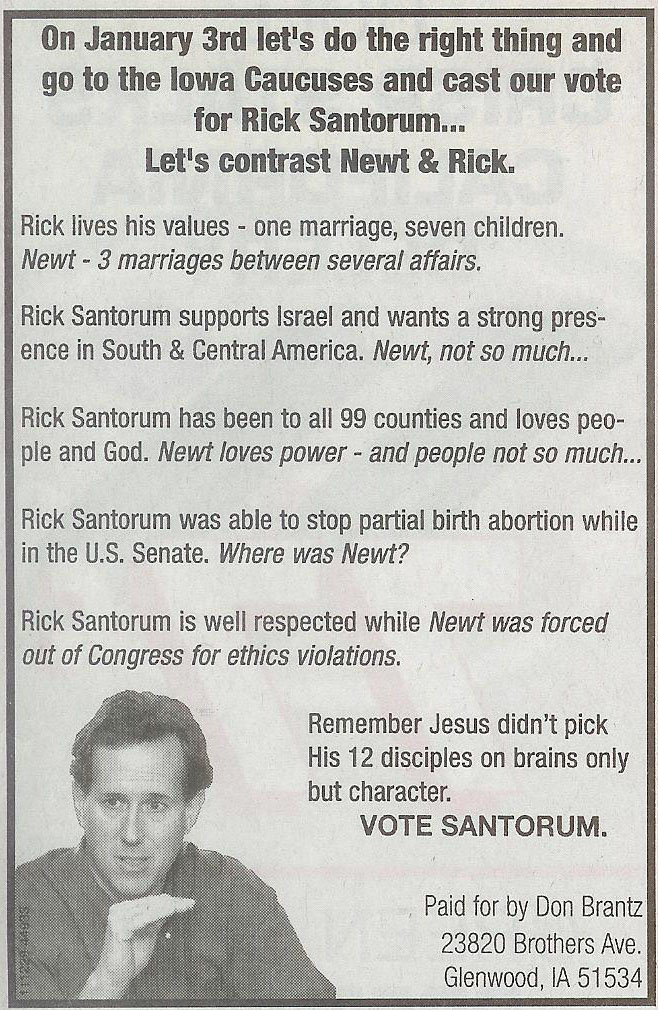Left Bank of the Charles: Vote Santorum: Jesus Didn't Pick His 12 ...
