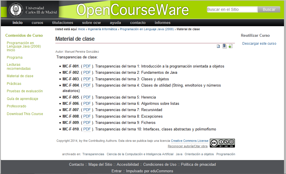 Diari d'una assignatura amb molts alumnes...: Curso de programacion OCW Carlos III