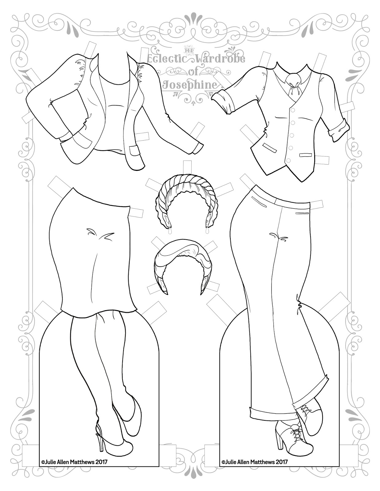 Paper Doll School: The Eclectic Wardrobe of Josephine - Coloring Sheet 5