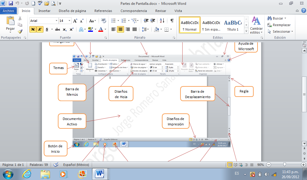 Jordy RS: Partes de la pantalla de Word Jordy RS: Partes de la pantalla de Word