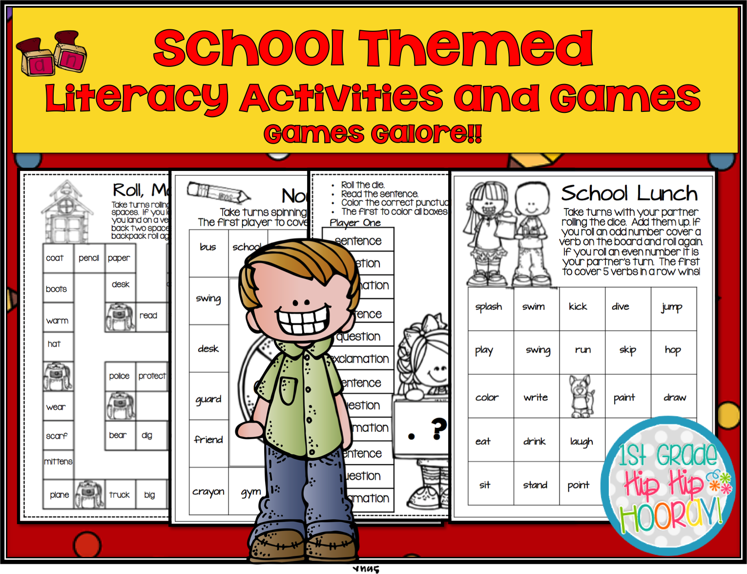 1st Grade Hip Hip Hooray!: School Themed...Literacy Activities and Games