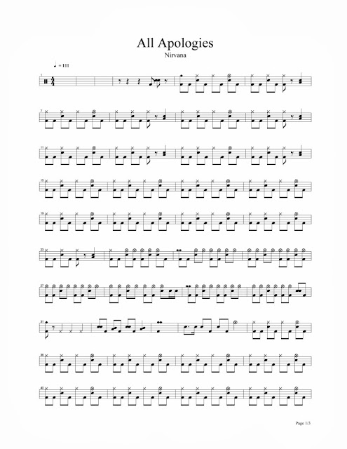Nirvana - All apologies | Partituras para Batería