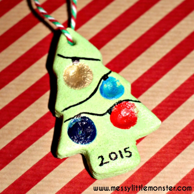 Salt Dough Fingerprint Ornament - Fingerprint Christmas Tree - Messy ...