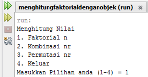 Menghitung Nilai Faktorial n, Kombinasi nr, dan Permutasi nr dalam 1 ...