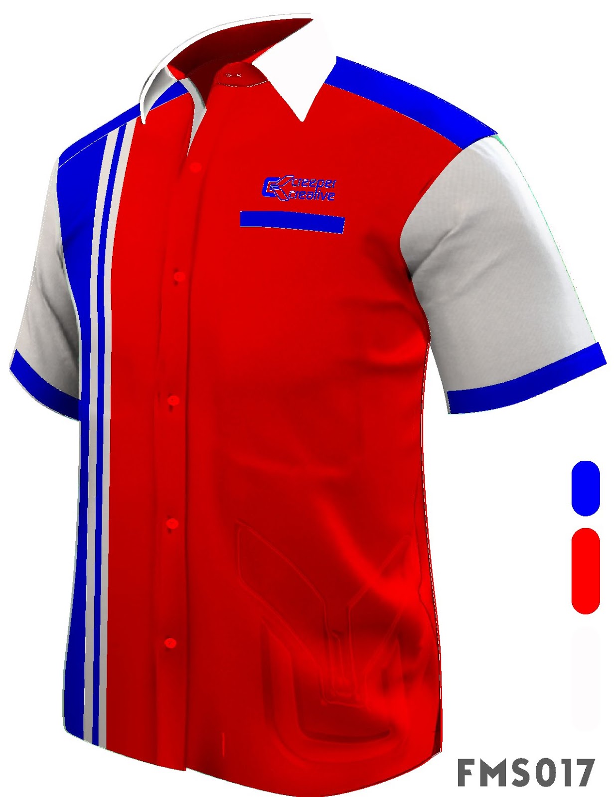 Baju Korporat Biru Merah