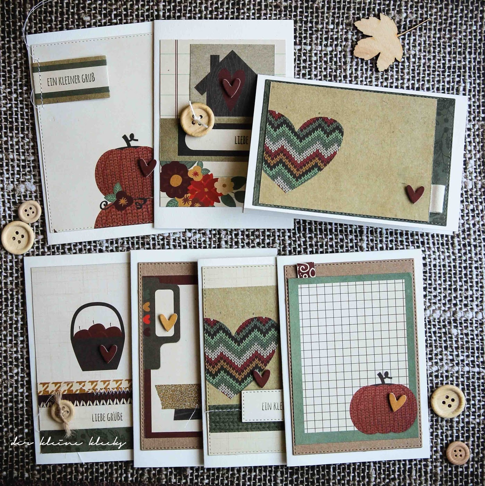 der kleine klecks: Kleine Karten mit Herz - Serie No. 2 {ein Herbstprojekt}