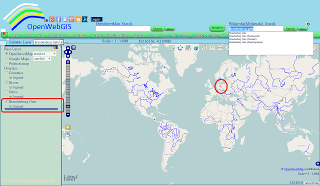 OpenWebGIS is free online GIS: Integrating your map service and Wikipedia using JavaScript and PHP