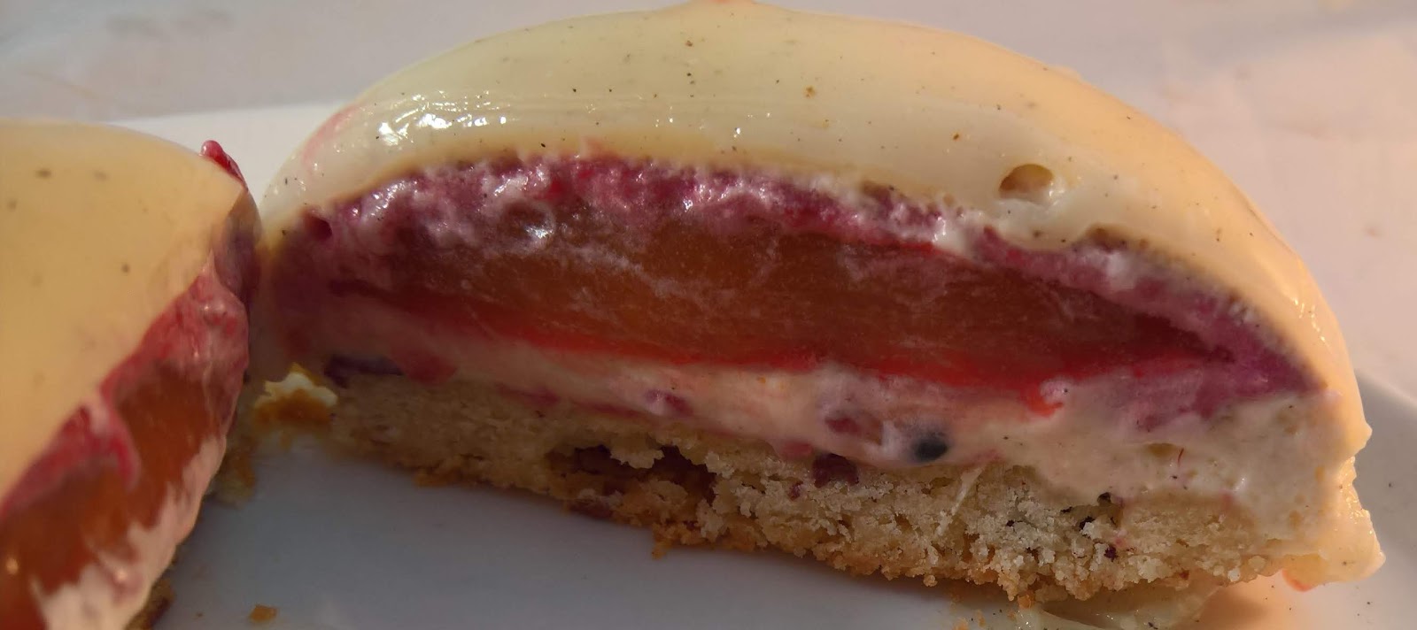 Dôme aux fruits de la passion, framboises et vanille