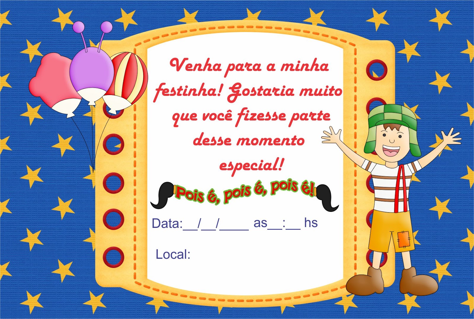 CONVITES DE ANIVERSÁRIO INFANTIL PARA IMPRIMIR