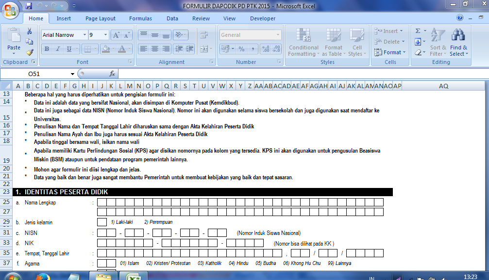 Formulir Dapodik PD dan PTK Excel | INFORMASI PENDIDIKAN