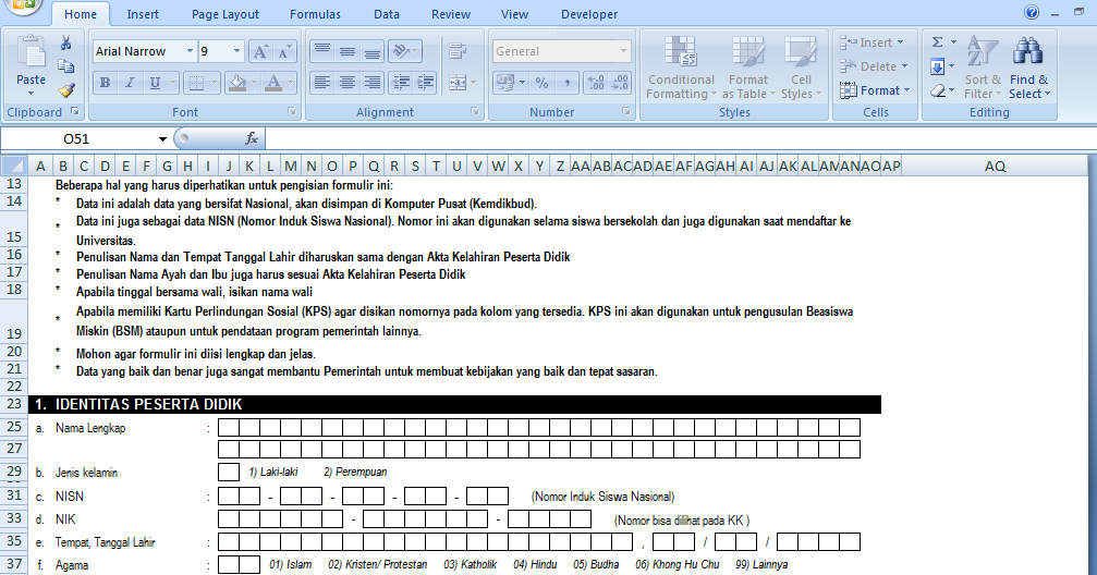 Formulir Dapodik PD dan PTK Excel - deuniv