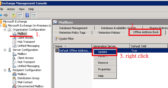 Chandler: EXchange 2010 manually update the Global Address List