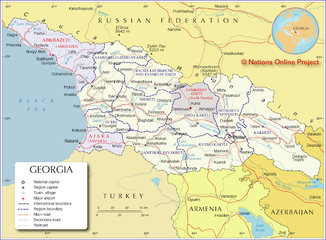 Gjeorgjia - harta gjeografike e Gjeorgjisë - Shqipëria Express