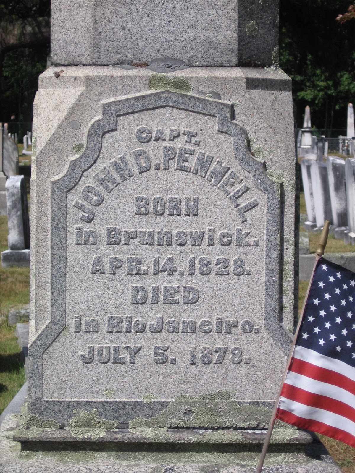 Pine Grove Cemetery of Brunswick, Maine: Capt. Abby & Capt. John Pennell