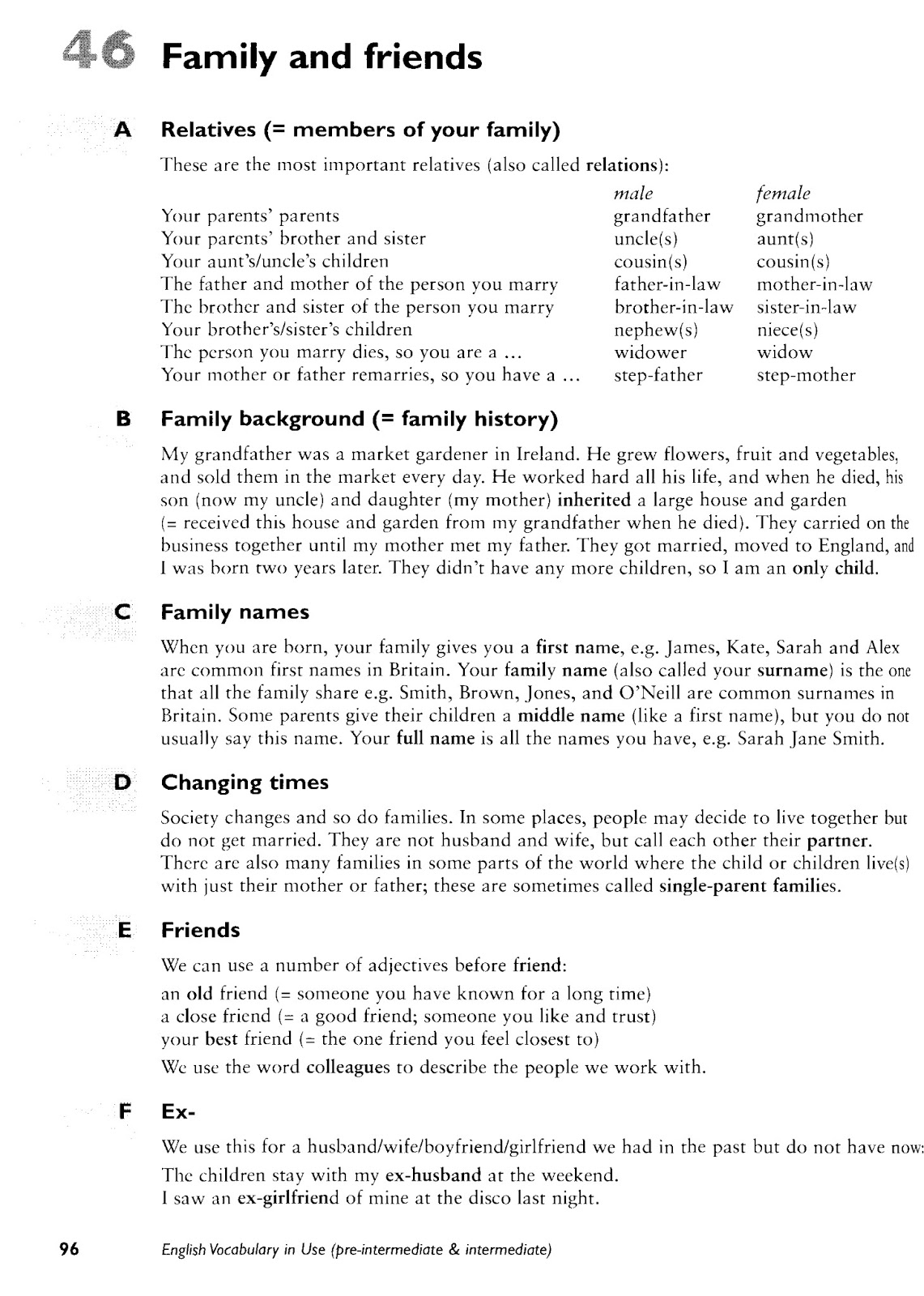The English Corner II: Vocabulary: Family and Relationships