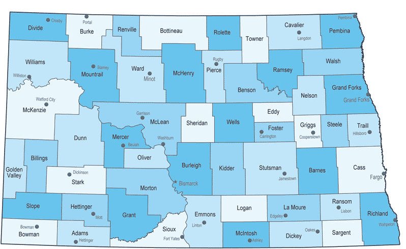Online Maps: North Dakota County Map