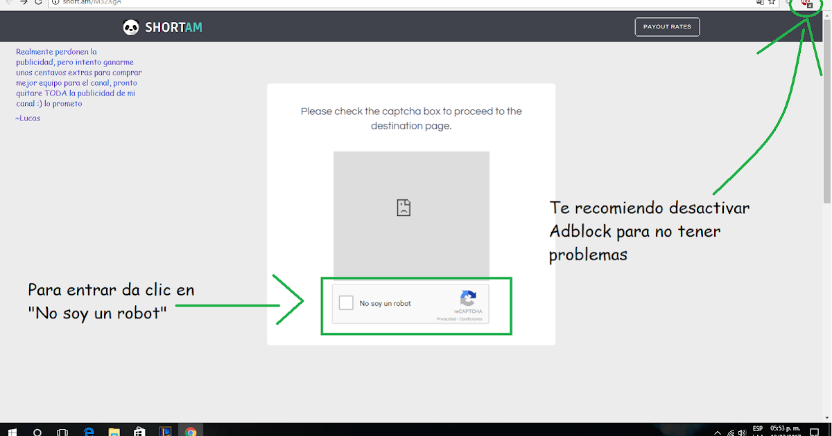 Pasos para descargar: Pasos para entrar a una pagina con SHORT.AM