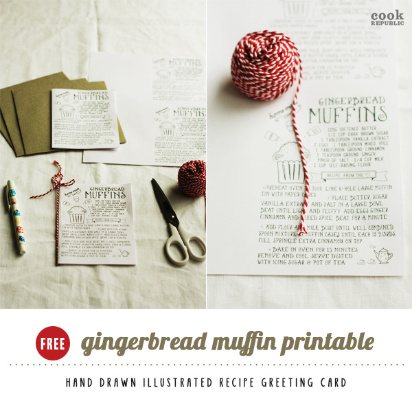 I love Kawaii: Gingerbread Muffins and Free Printable Recipe Card Template