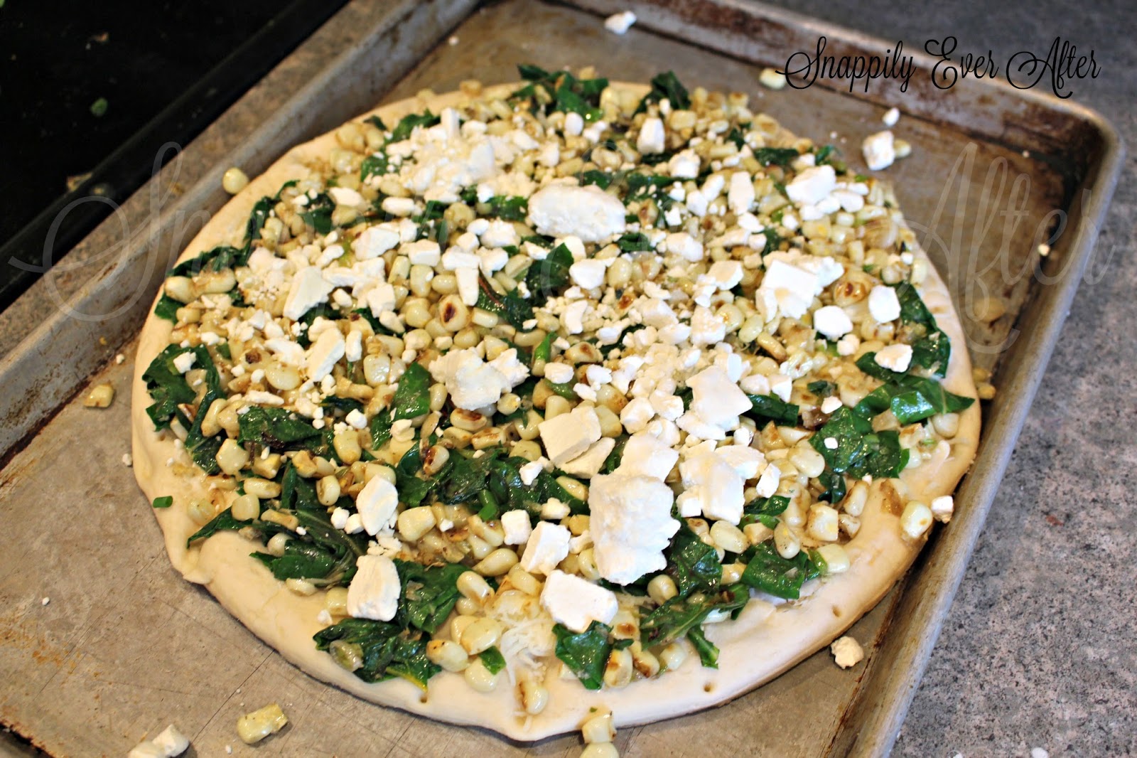 Snappily Ever After: Corn, Chard and Green Onion Flat Bread