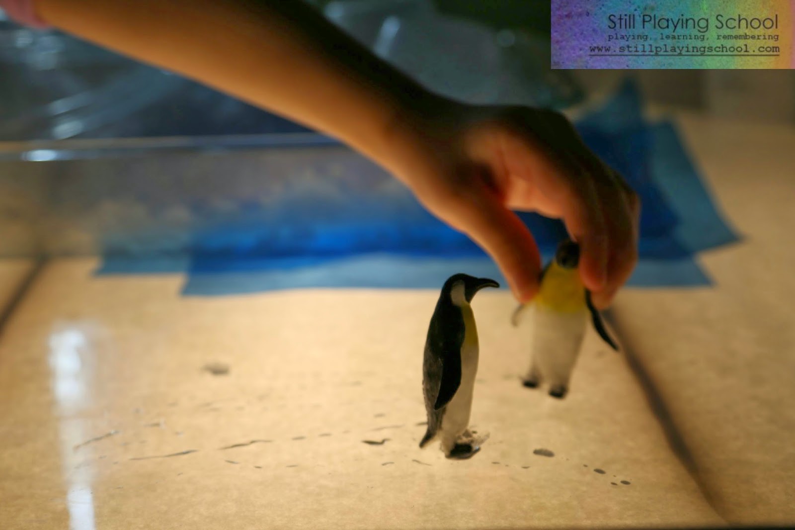 Penguin Small World Play on the Light Table | Still Playing School
