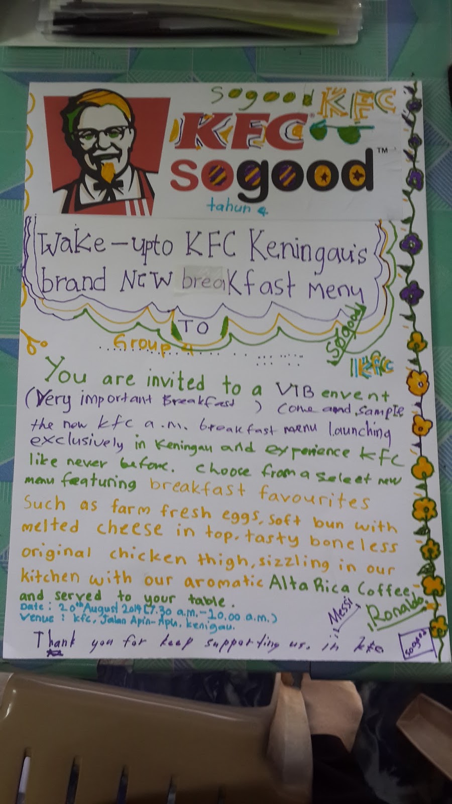 Writing 7 : Poster Template (KFC Invitation) ~ DIY Teaching Aids