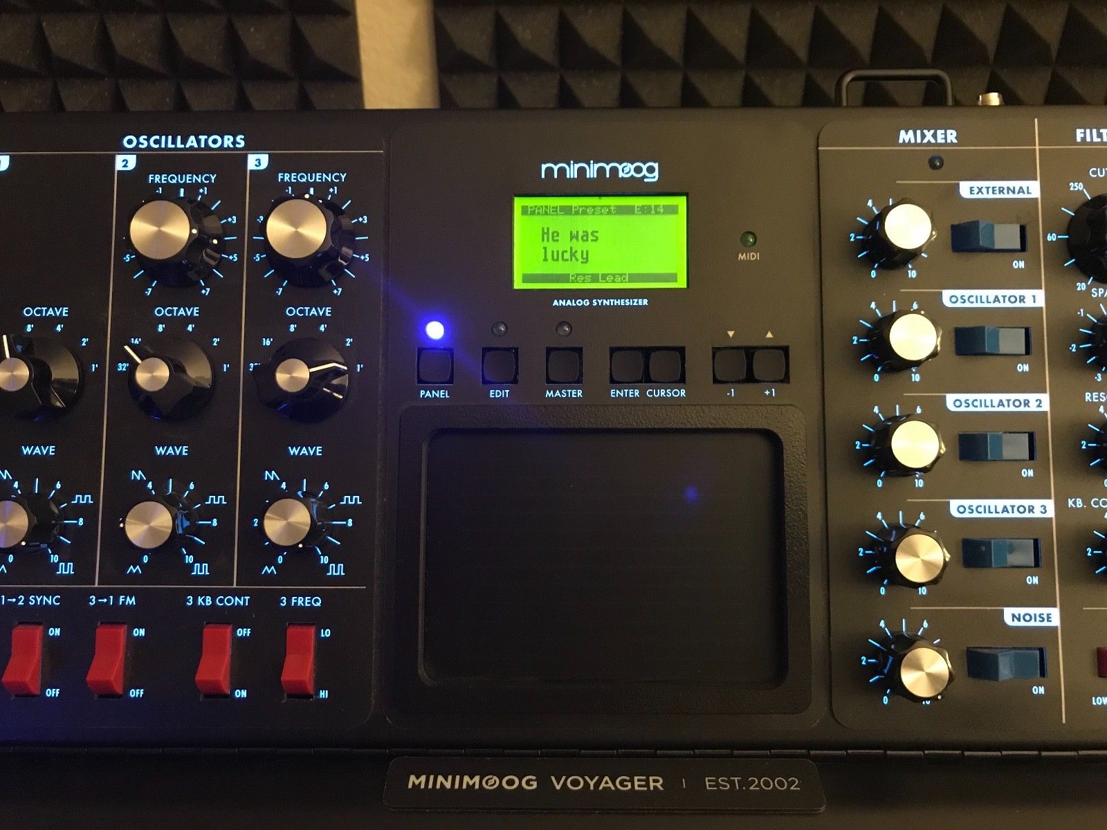 MATRIXSYNTH: Moog Minimoog Voyager Electric Blue Keyboard Synthesizer