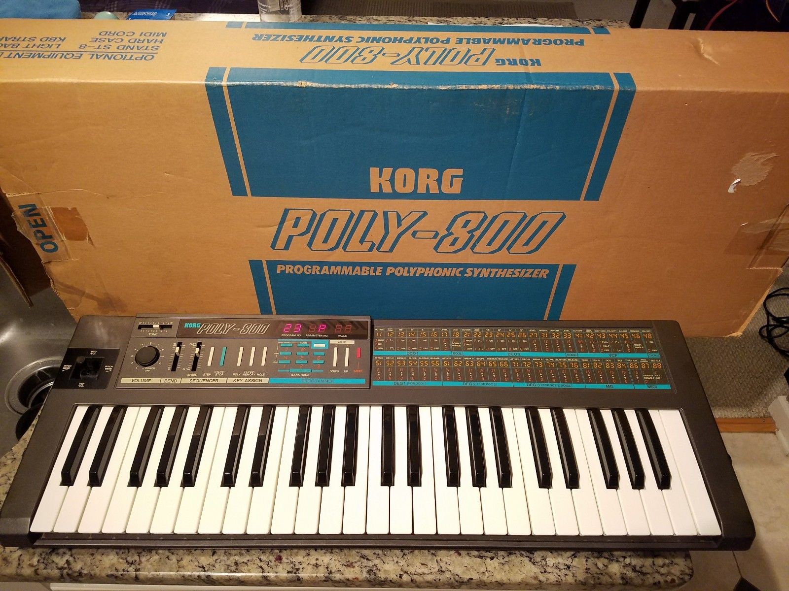 MATRIXSYNTH: 1980s KORG POLY-800 SN 037678 w/ Original Box