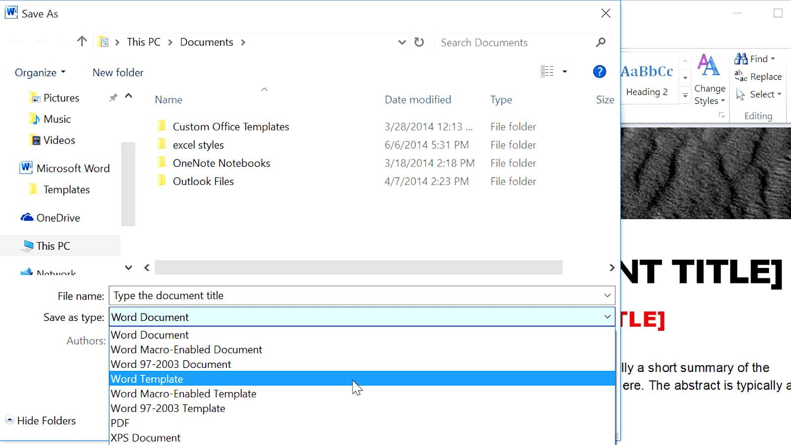 Word Document Title - Title Choices