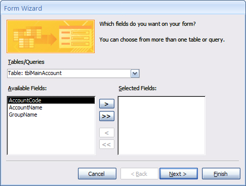 Simple Access Visual Basic Application: Create a Form Using Form Wizard