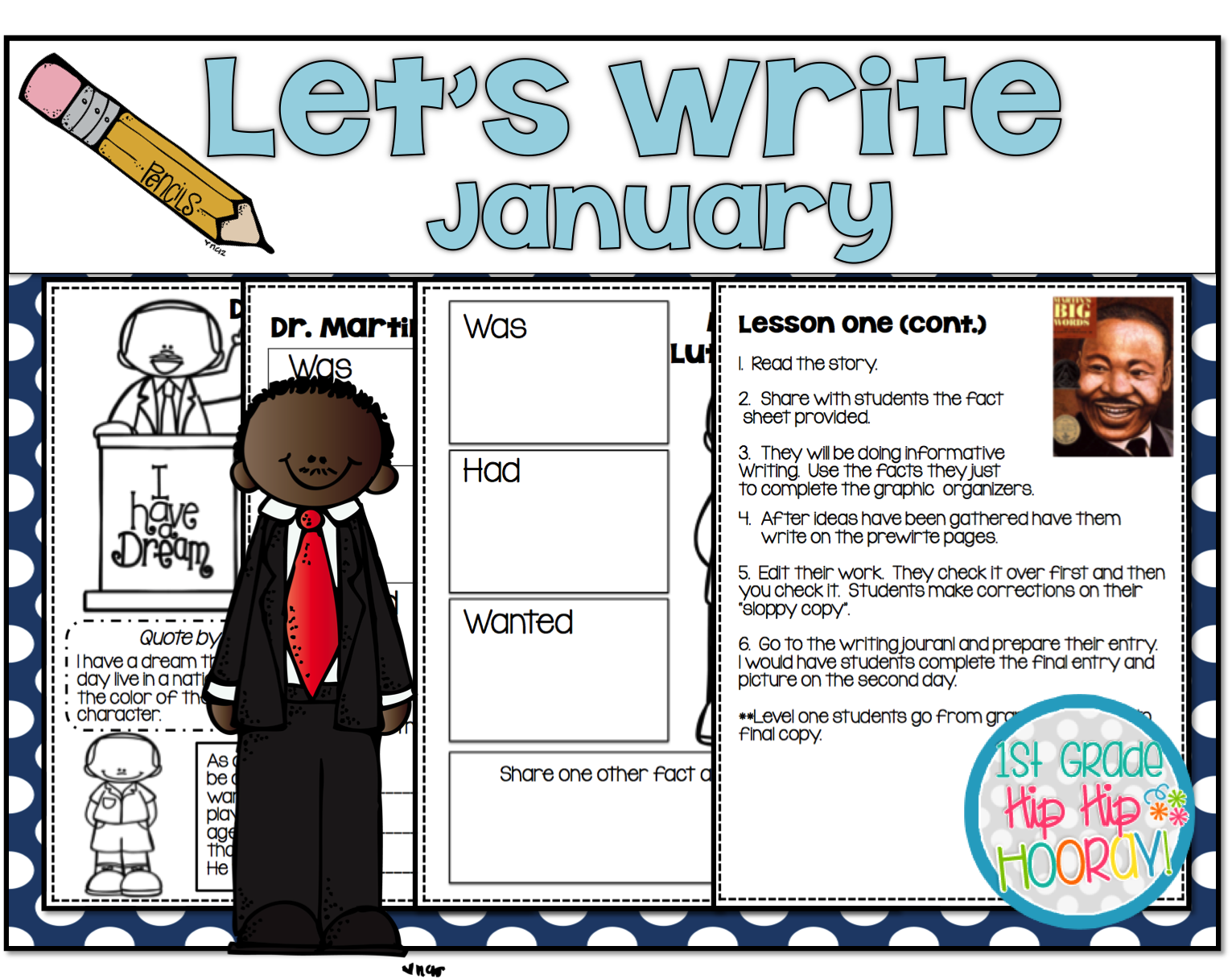 1st Grade Hip Hip Hooray!: Let's Write January