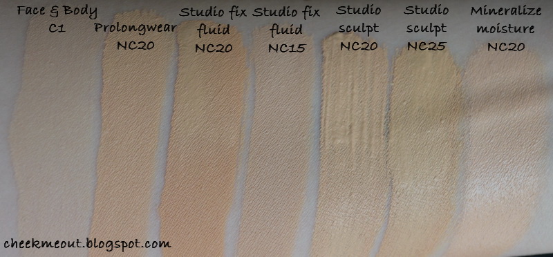 عيون: MAC NC15/20/25 foundations comparison swatches