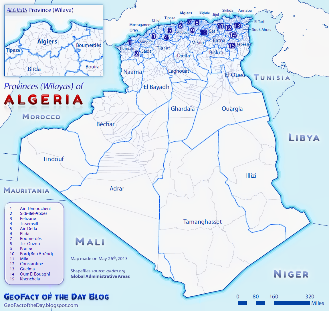 GeoFact of the Day: Algeria Provinces (Wilayas)