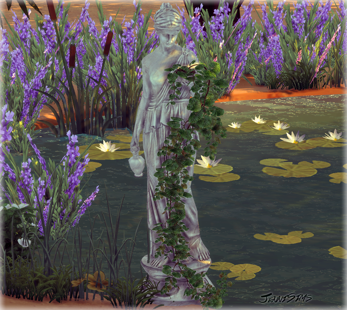 Downloads sims 4:Decoration Greek statue with plants | JenniSims