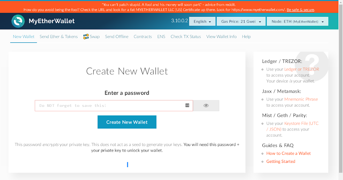 How to Create an Ethereum ETH Wallet Address