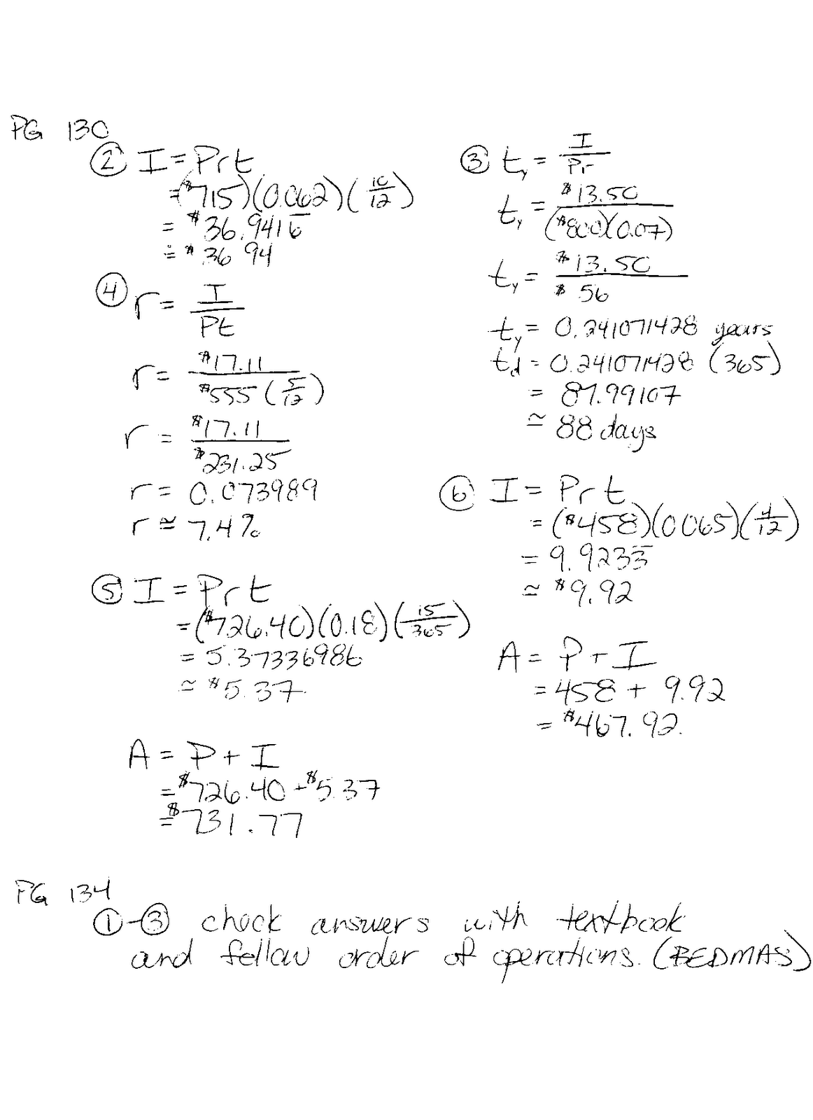 Miss Jeffrey's MCR3U: Homework Answers